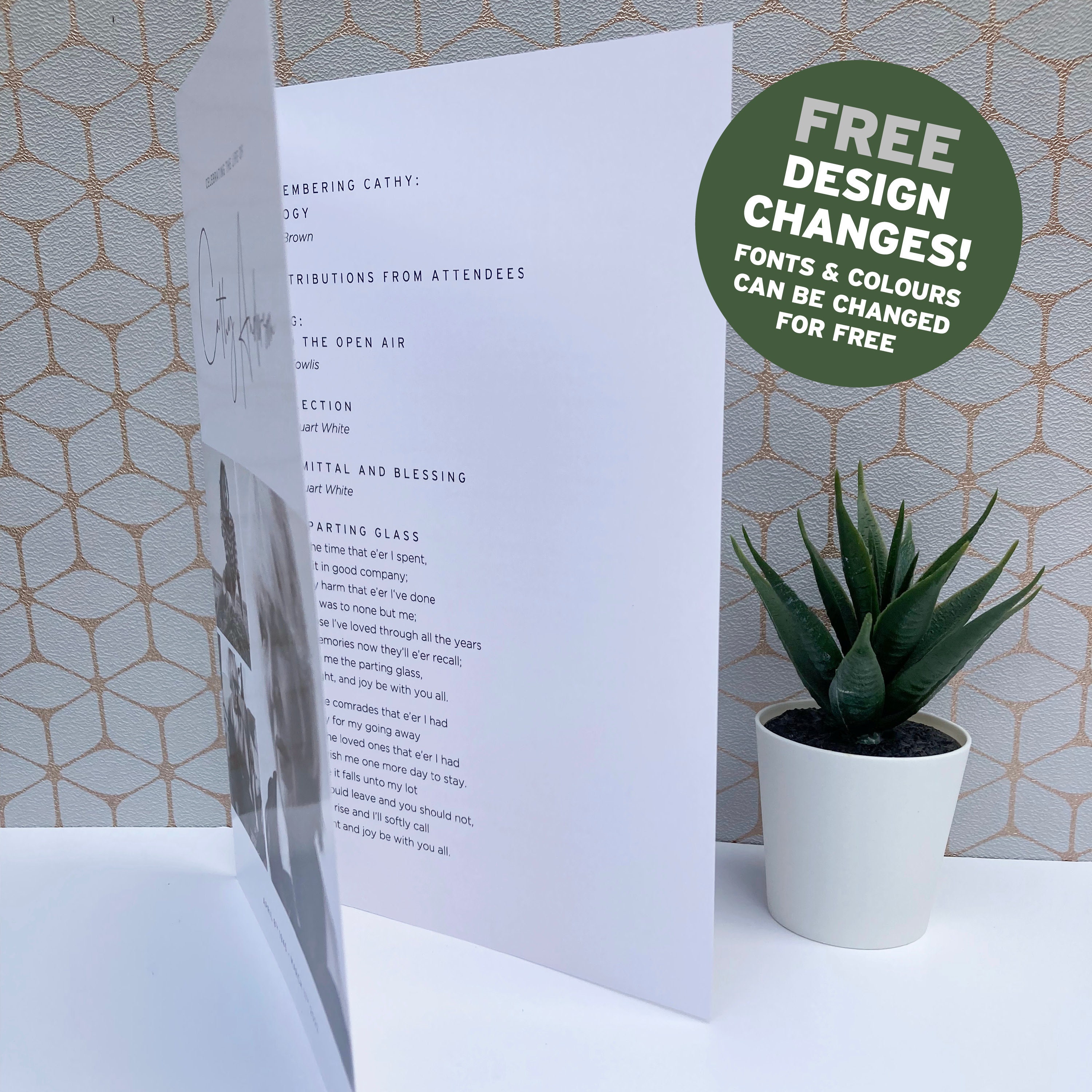 Funeral Program / Order of Service/ Remembrance Service / Celebration ...