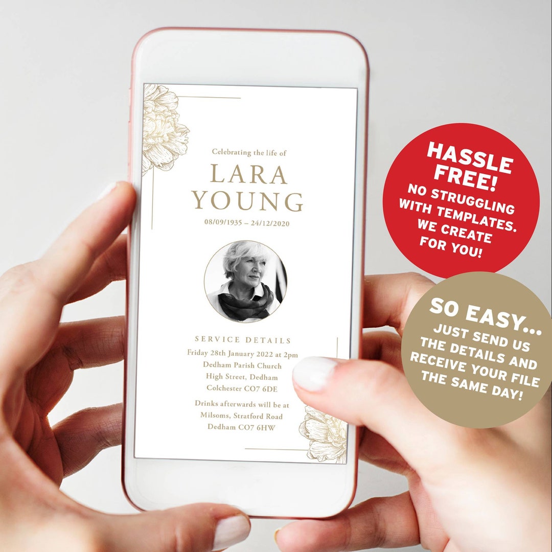 Electronic Funeral Invitation Digital Funeral Invite - Etsy