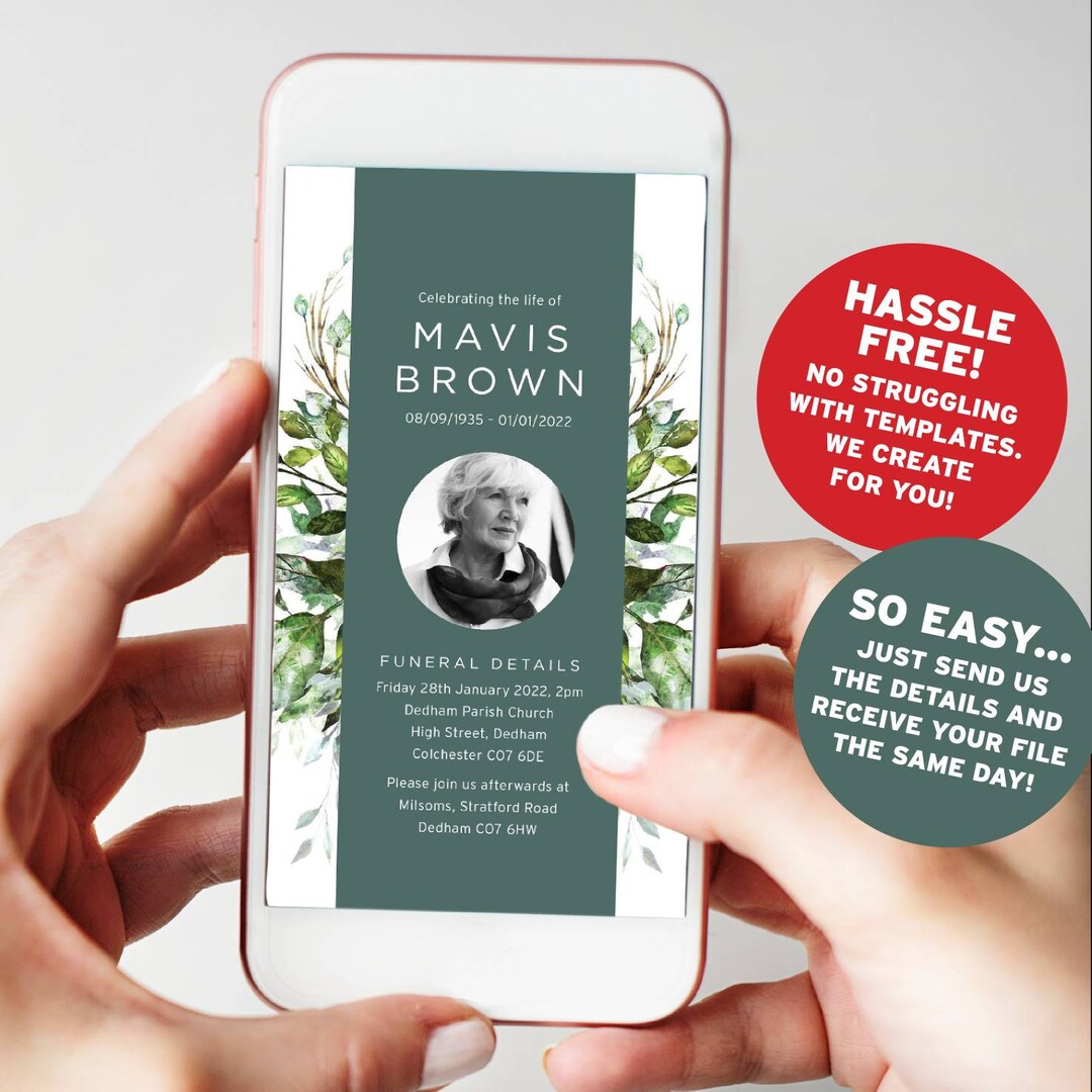 Electronic Funeral Invitation Digital Funeral Invite - Etsy