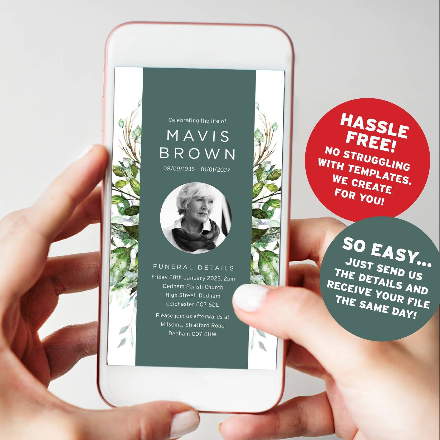 Electronic Funeral Invitation Digital Funeral Invite - Etsy