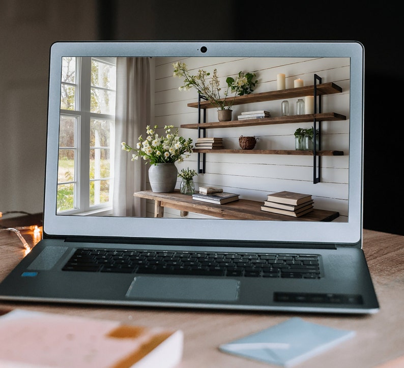 Spring Wildflower Farmhouse Zoom Background for Virtual Meetings, Boho ...