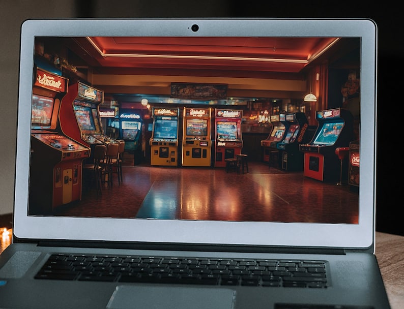 Cool 1980's Arcade Room Background for Zoom Meetings, Virtual Zoom ...