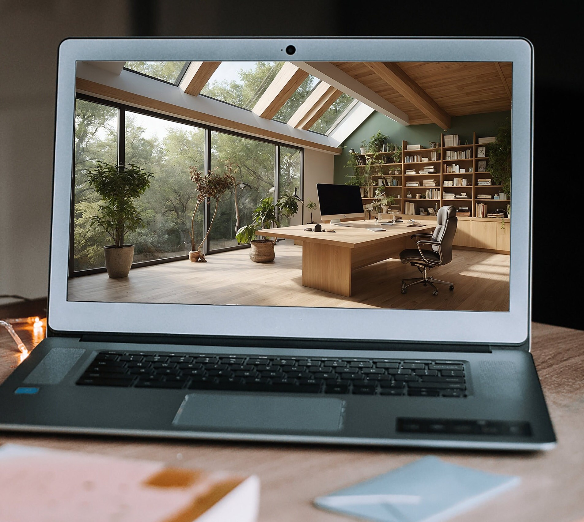 Zoom Background Loft Office With Skylights and Bookshelves for Zoom, MS ...