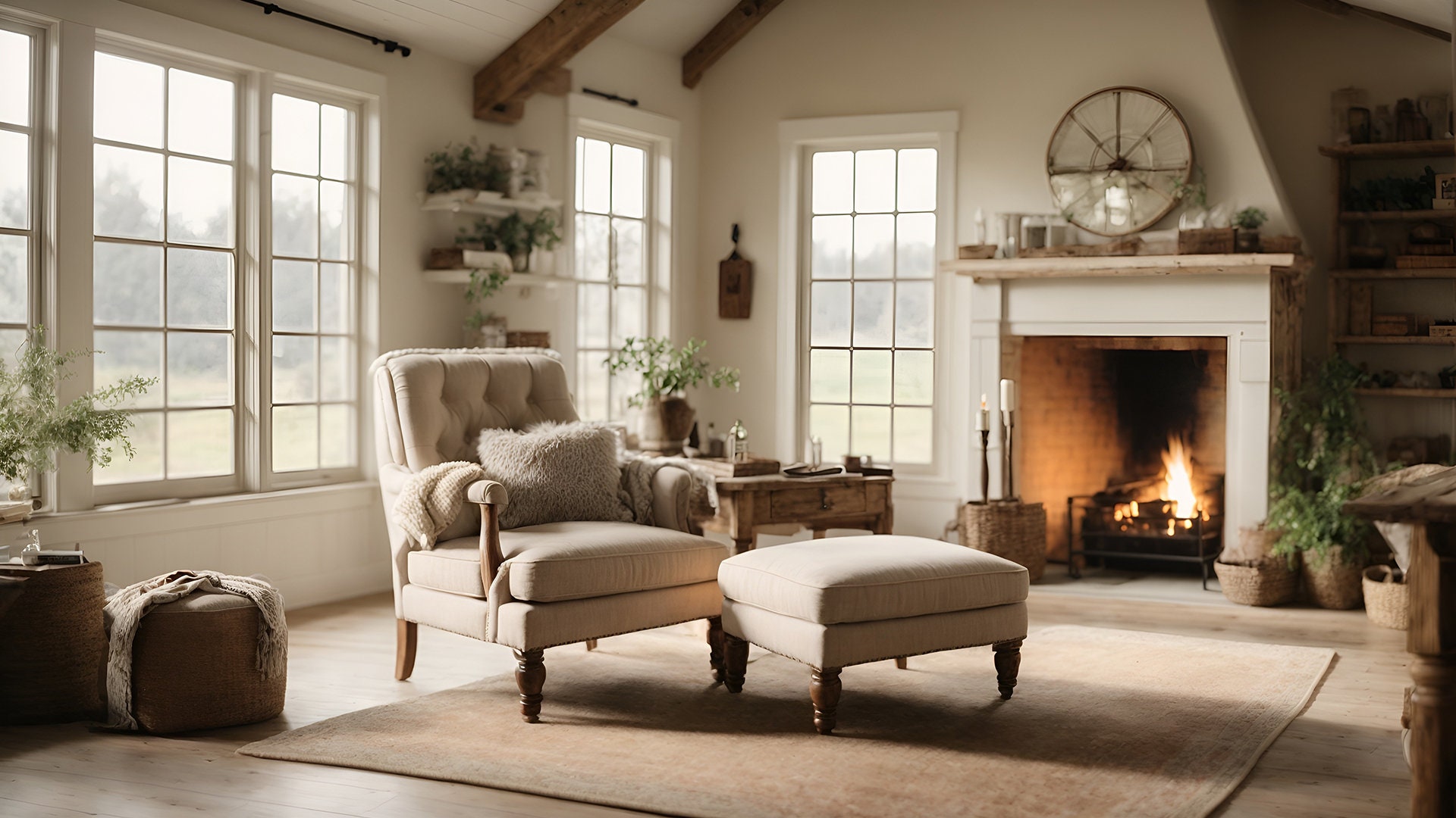 Virtual Background for Zoom Meetings, Farmhouse Office Background in 16 ...