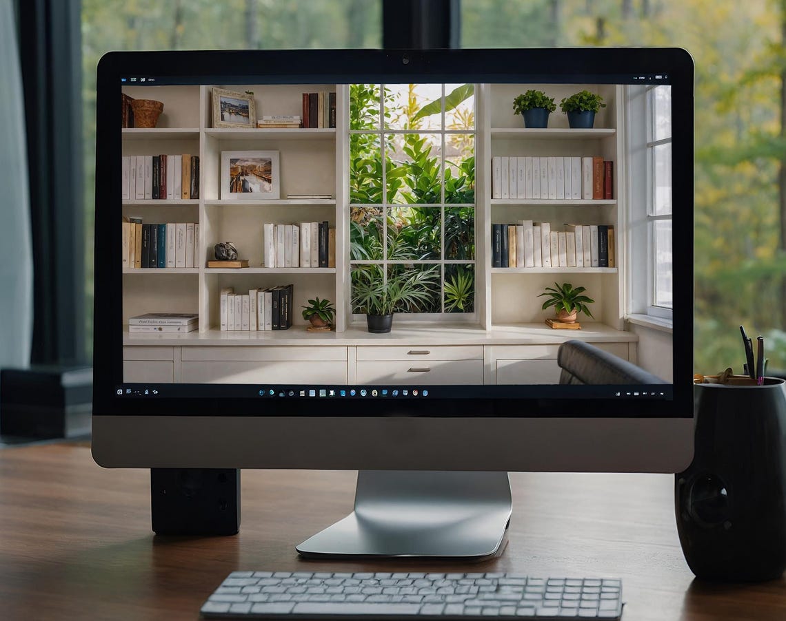 Virtual Shelving Background for Zoom Meetings, Professional Home Office ...