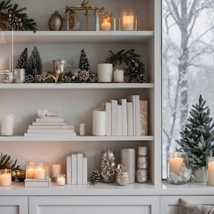 Winter Bookshelf Virtual Background Zoom Meetings, Christmas Themed ...