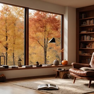 Fall Trees Window Background for Zoom Meetings, New England Fall ...