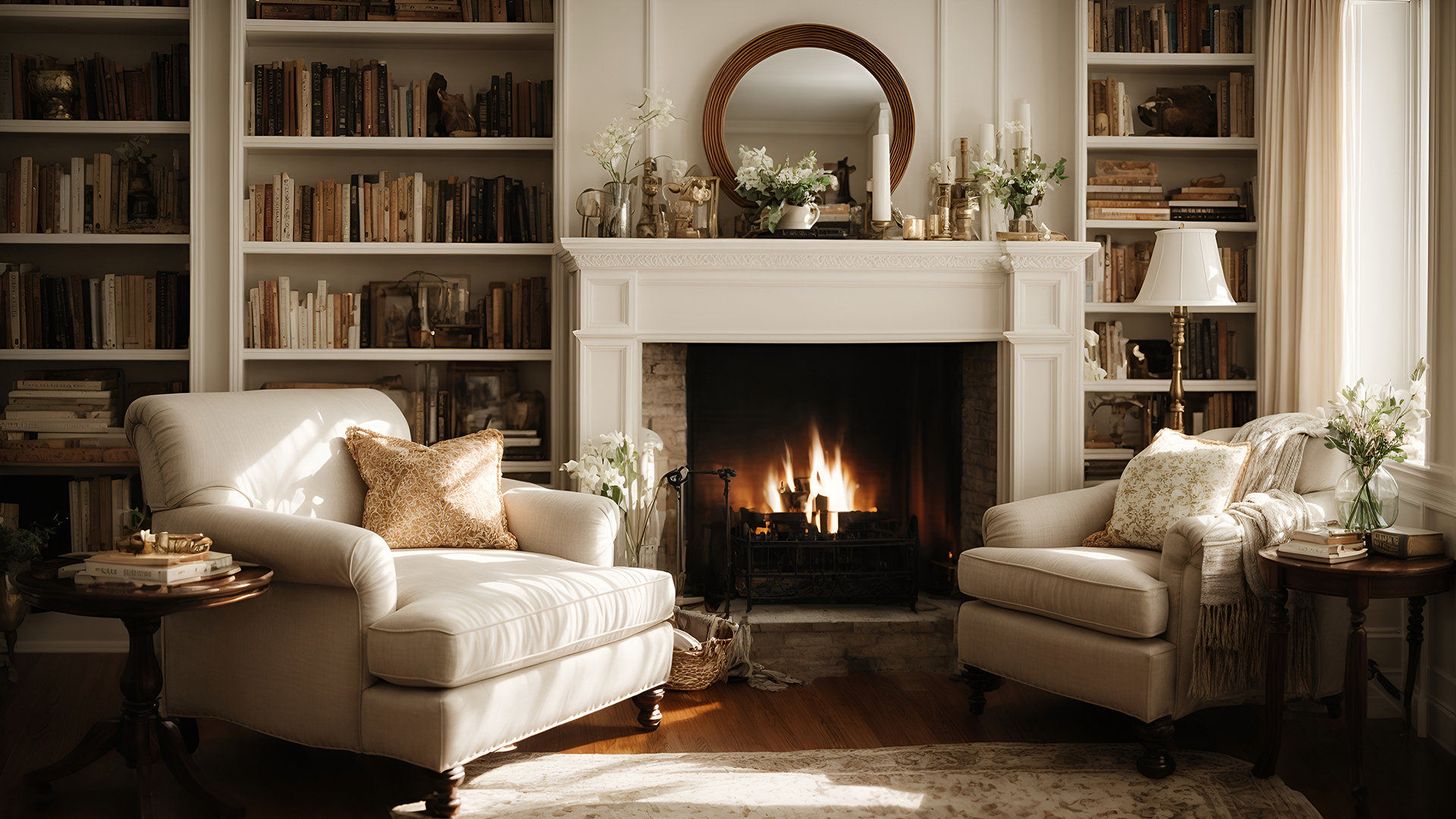 Virtual Winter Background for Meetings, Cozy Home Fireplace Backdrop ...