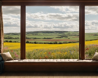 Spring Wildflowers Window Virtual Zoom Background , MS Teams, Webex ...