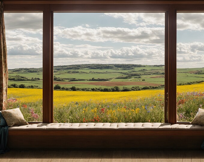 Spring Wildflowers Window Virtual Zoom Background , MS Teams, Webex ...