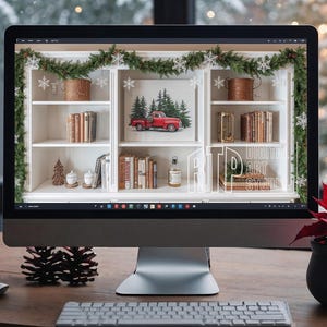 Winter Bookshelf Virtual Background Zoom Meetings, Christmas Themed ...