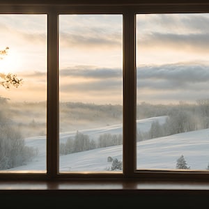 Virtual Winter Sunrise Background for Meetings, A Wintery Window ...