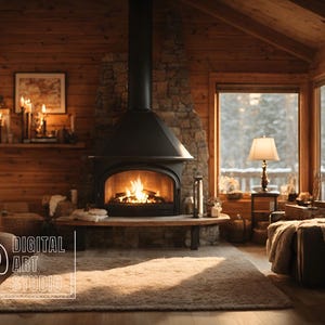 Virtual Winter Cozy Inviting Rustic Cabin Background for Zoom, MS Teams ...