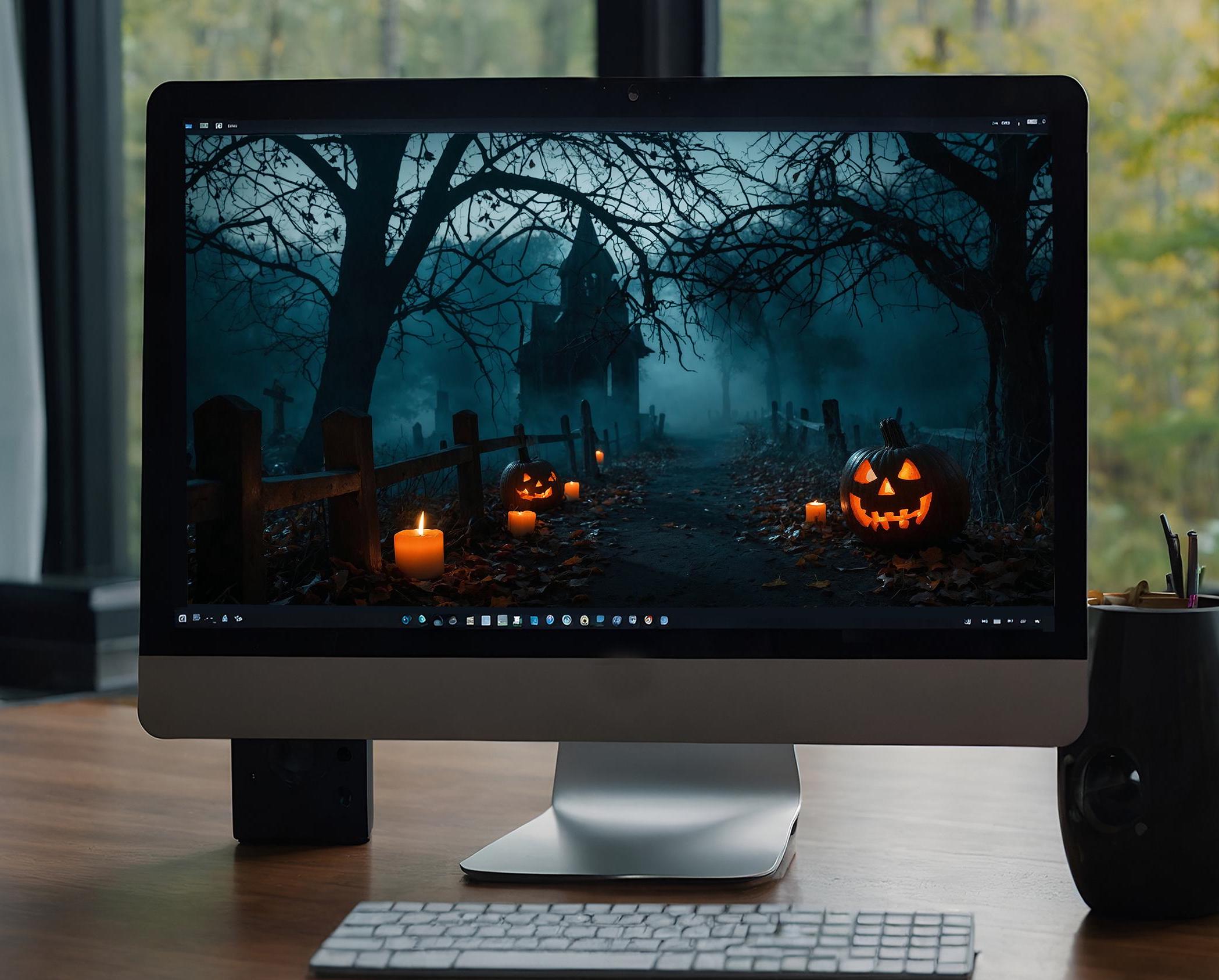 Halloween Zoom Background Haunted Cemetery Spooky Virtual Backdrop MS ...