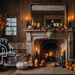 Fall Background Rustic Autumn Room for Zoom, Cozy Fall Fireplace ...