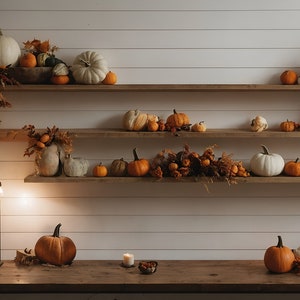 Virtual Background Autumn Bookshelf for Zoom Meeting, Fall Themed Home ...