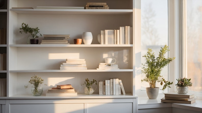 Zoom Background White Bookshelf and Window, Morning Light Virtual Home ...