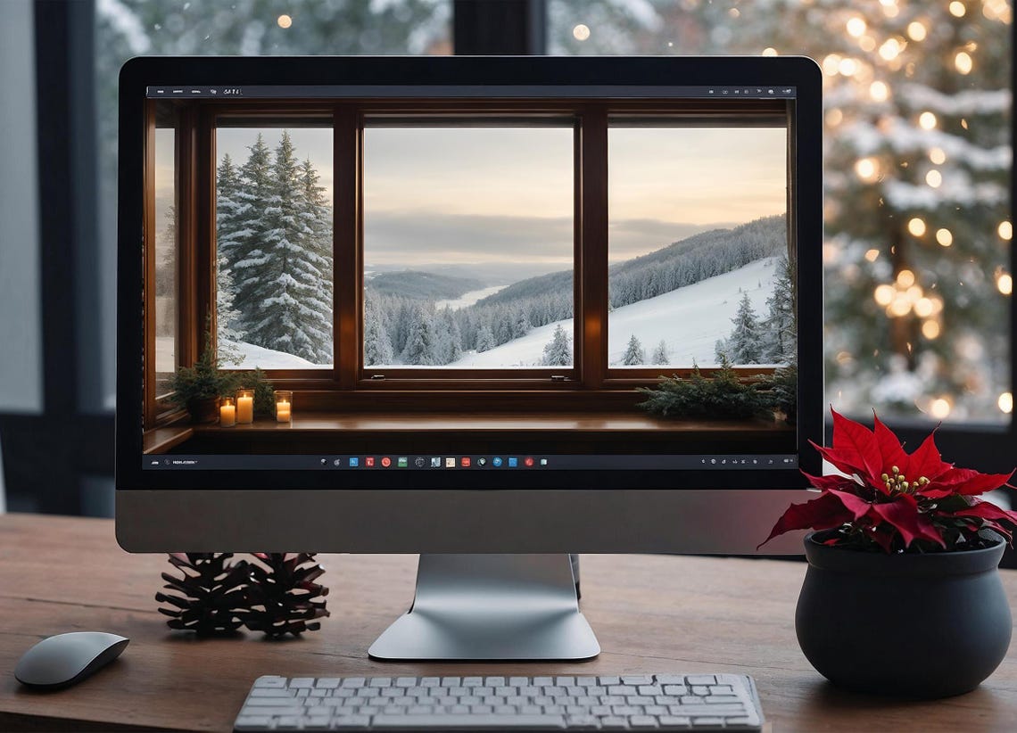 Winter Virtual Background for Zoom Meetings, Winter Window Backdrop for ...
