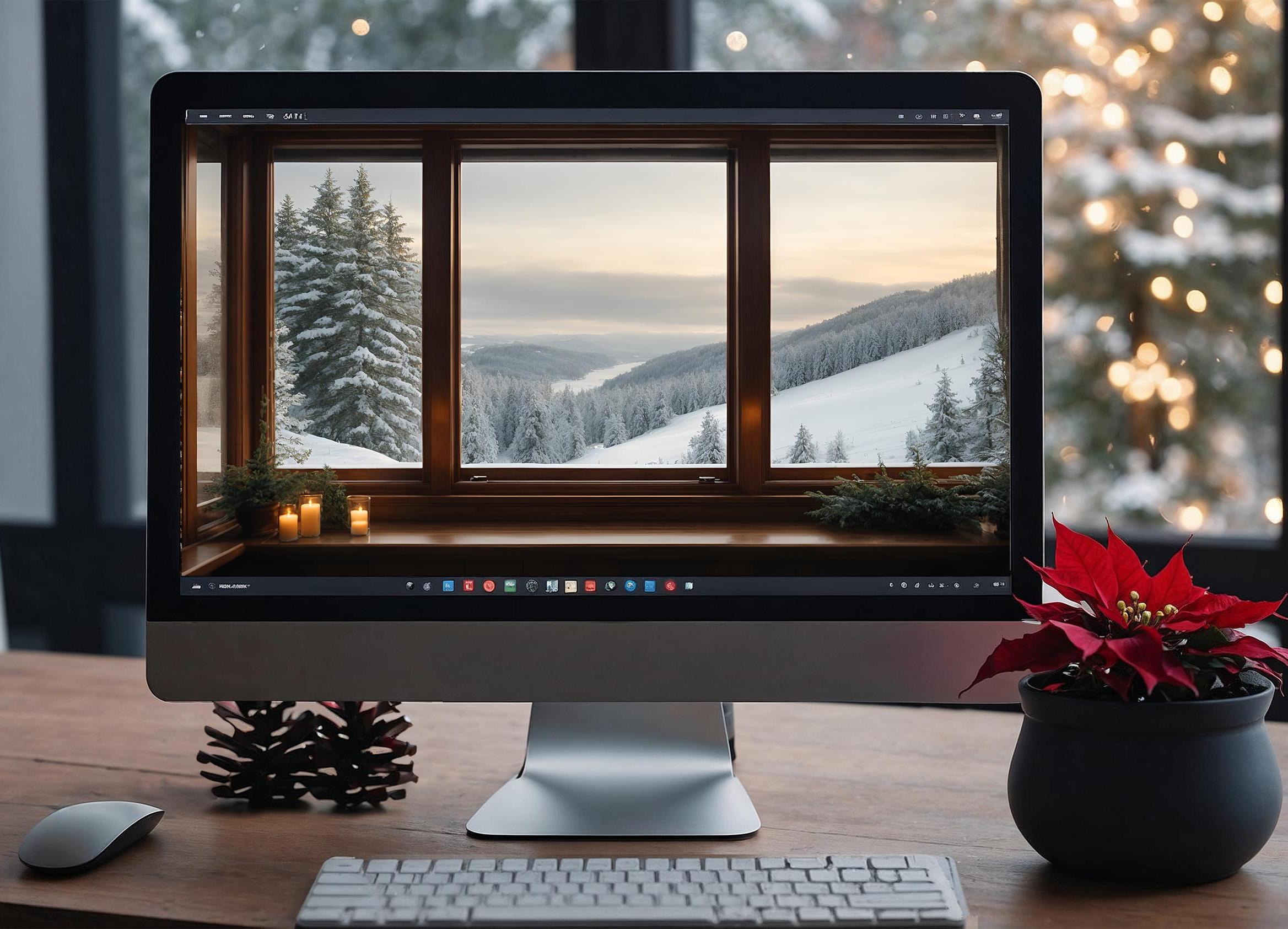 Winter Virtual Background for Zoom Meetings, Winter Window Backdrop for ...