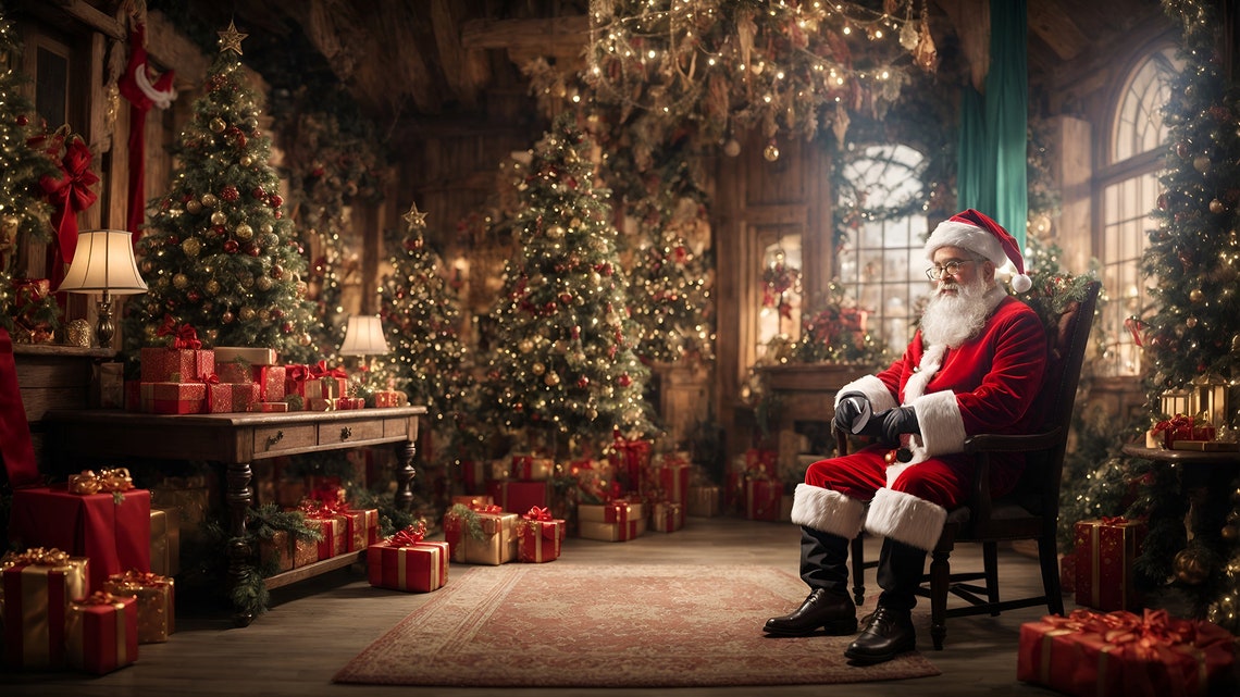 Virtual Background of Santa's Workshop for Zoom Meetings, Virtual Zoom ...