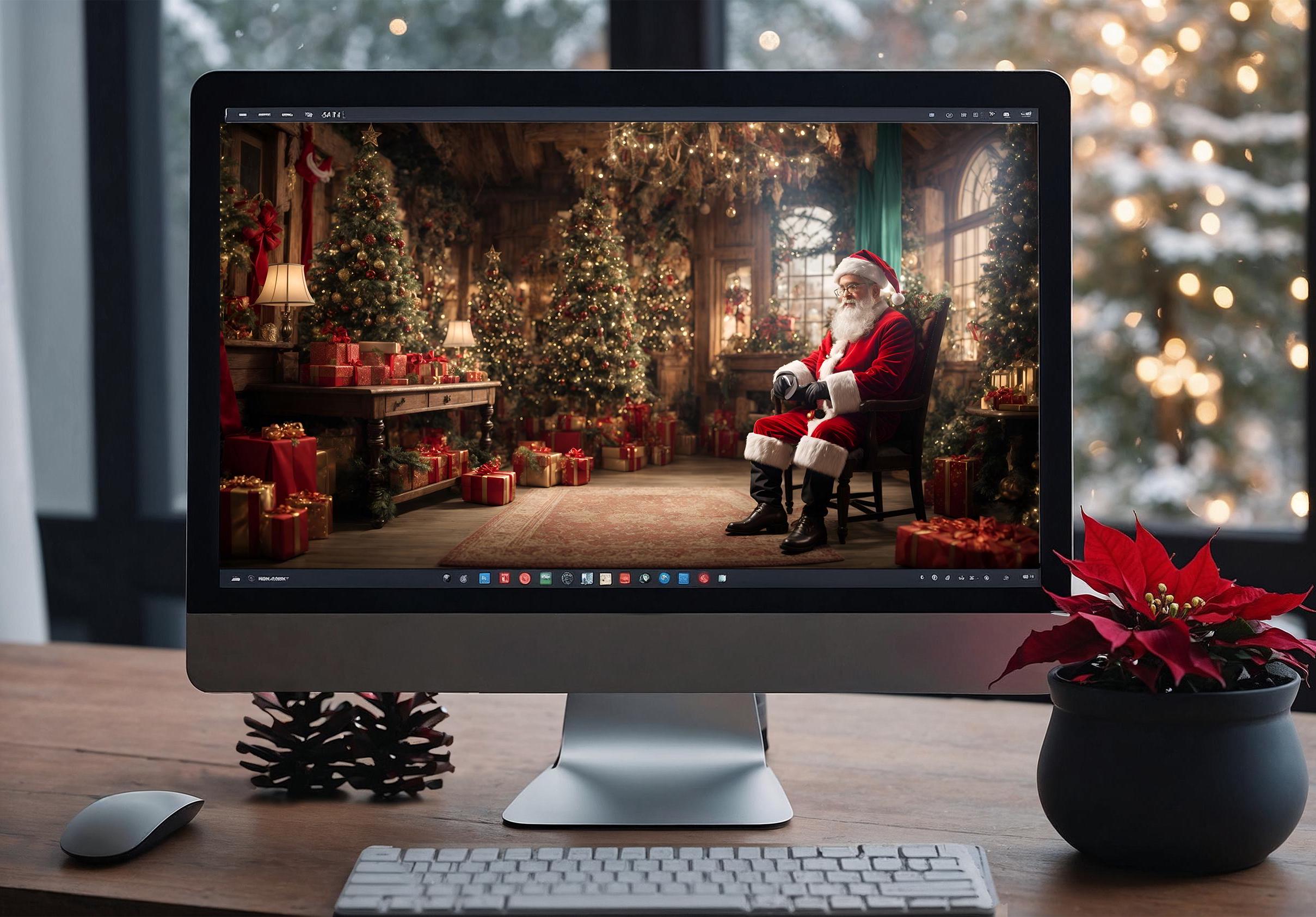 Virtual Background of Santa's Workshop for Zoom Meetings, Virtual Zoom ...