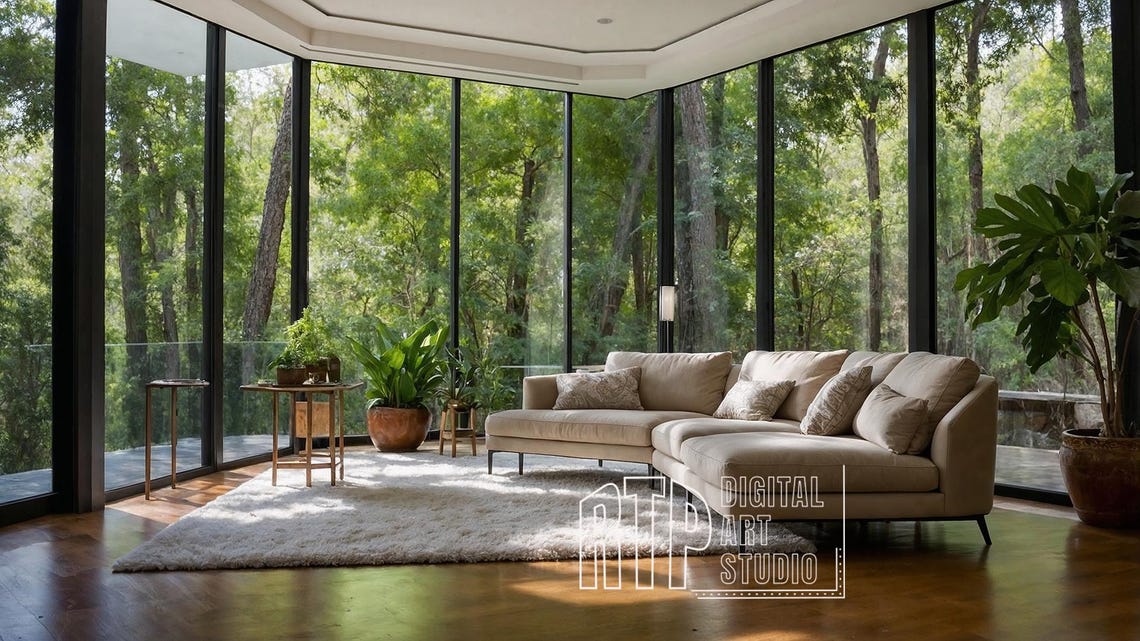 Teams Background House in the Forest, Natural Trees View, Virtual Home ...