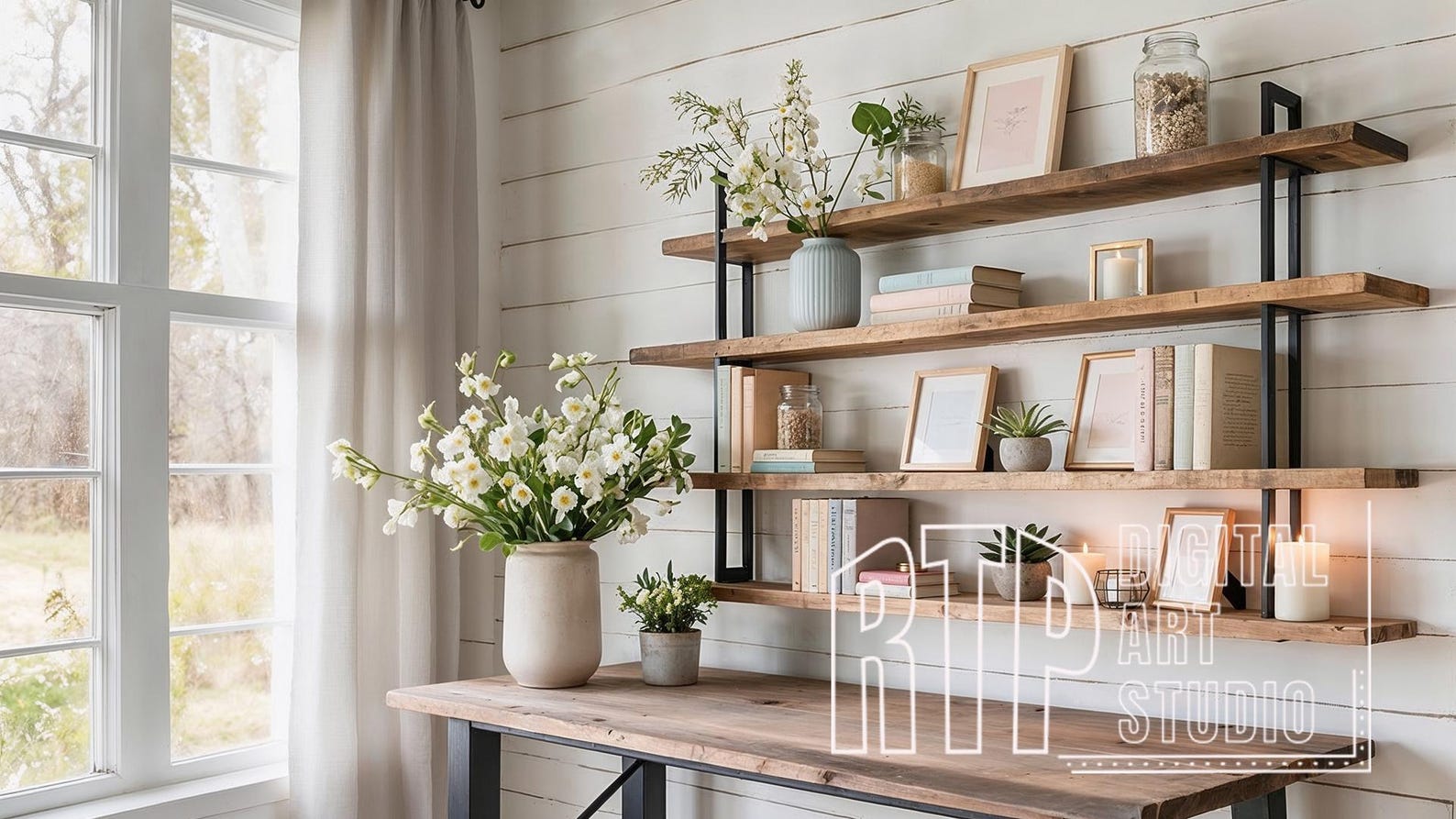 Spring Wildflower Farmhouse Zoom Background for Virtual Meetings, Boho ...