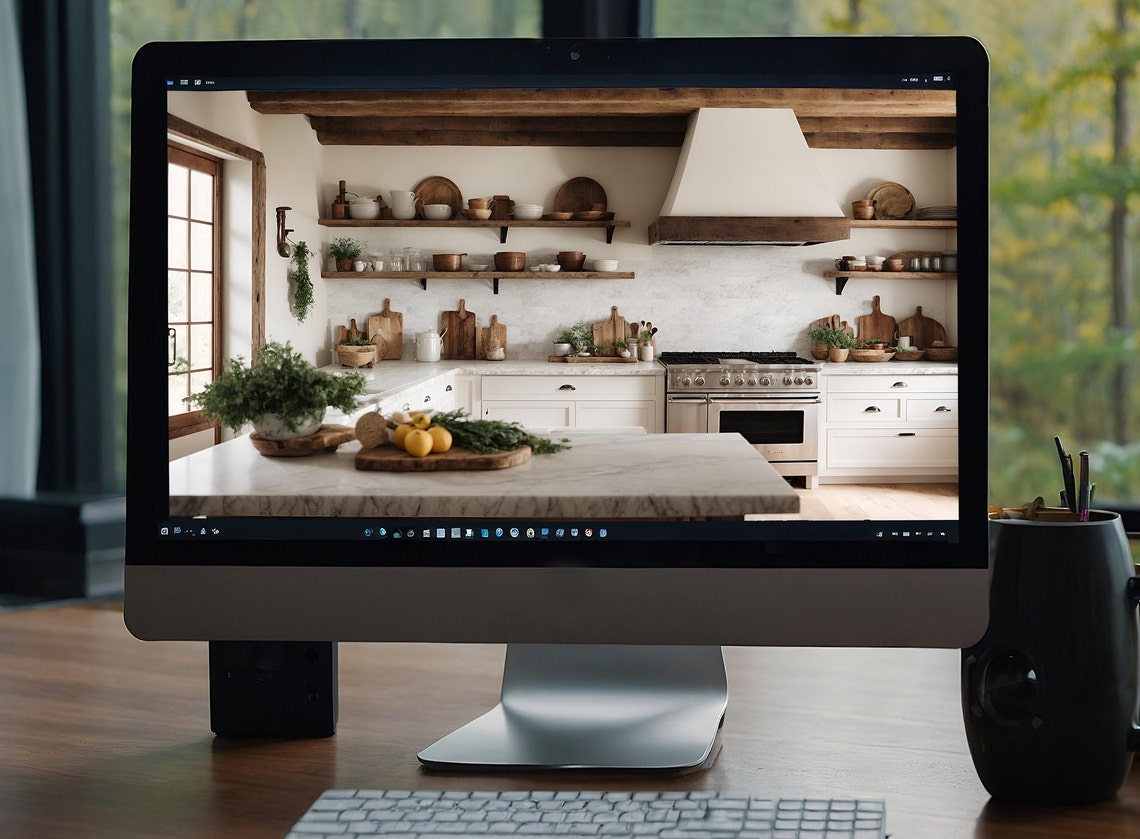 A Cozy Spring Farmhouse Zoom Background for Virtual Meetings, Boho ...