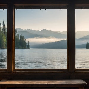 Lake View Zoom Background Virtual Office for Meetings, Cozy Cabin ...