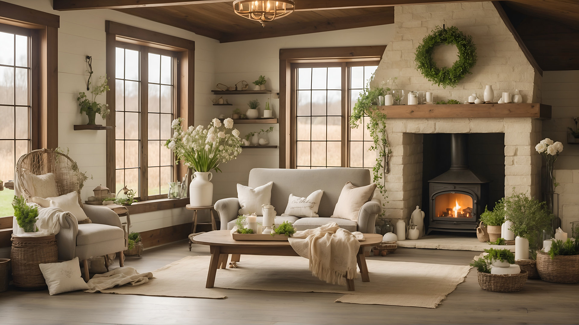 Virtual Background of a Rustic Spring Office for Zoom, MS Teams, Webex ...