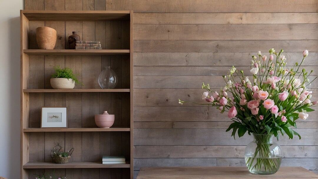 Virtual Background Spring Bookshelf for Zoom Meetings, Floral Home ...