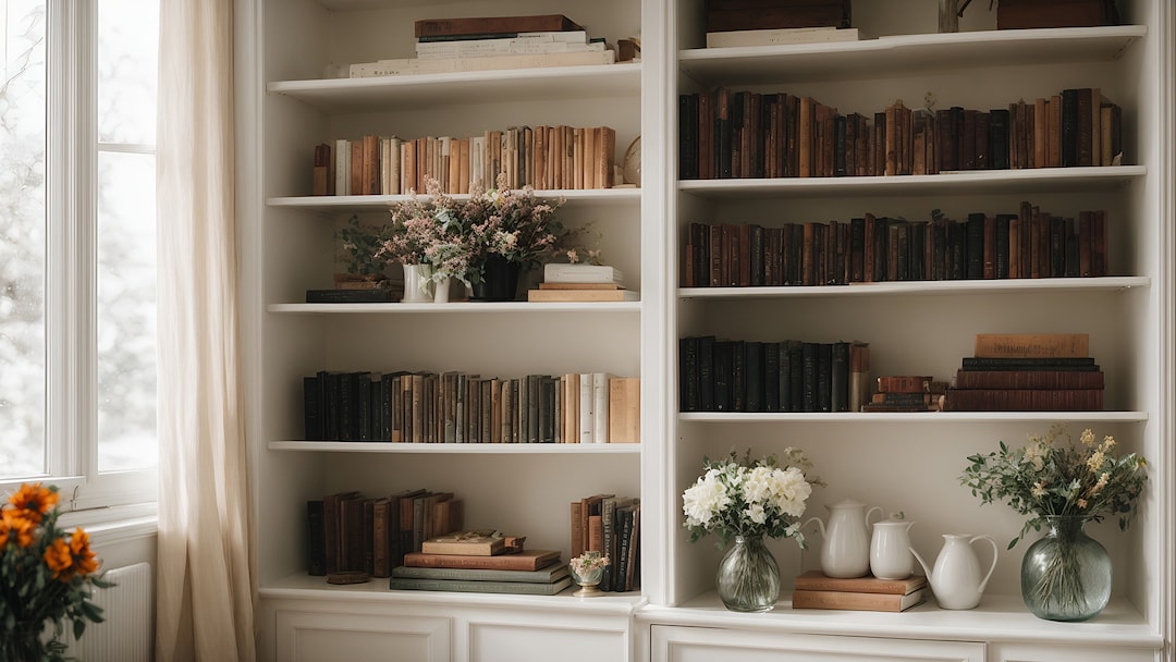Virtual Home Office Background for Meetings, A Winter Bookshelf ...