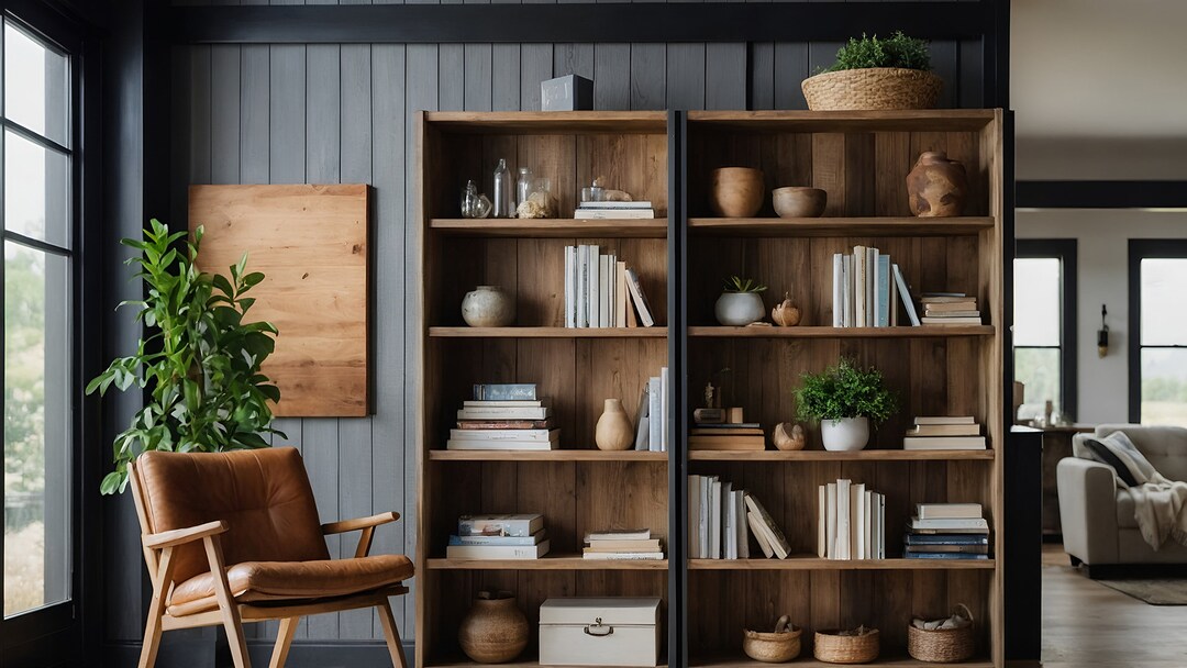 Virtual Background Farmhouse Bookshelf for Zoom Meetings, Home Office ...