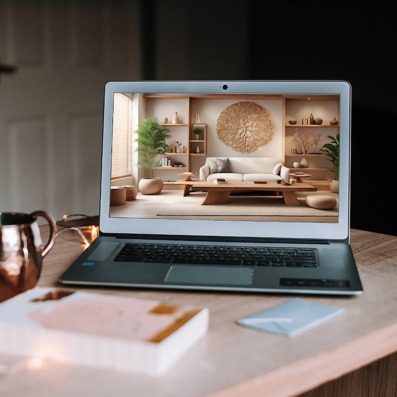 Zen Calming Background for Zoom and MS Teams Meetings, Modern Office ...