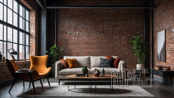 Virtual Set Backgrounds Brick TVS 2000A】Industrial Style Open Space