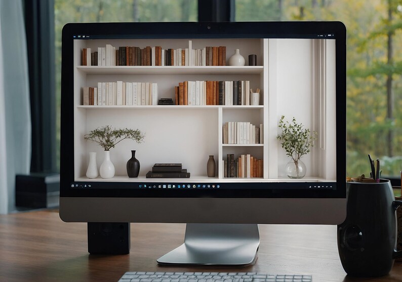 Professional White Shelving and Natural Window Light, Modern Background ...