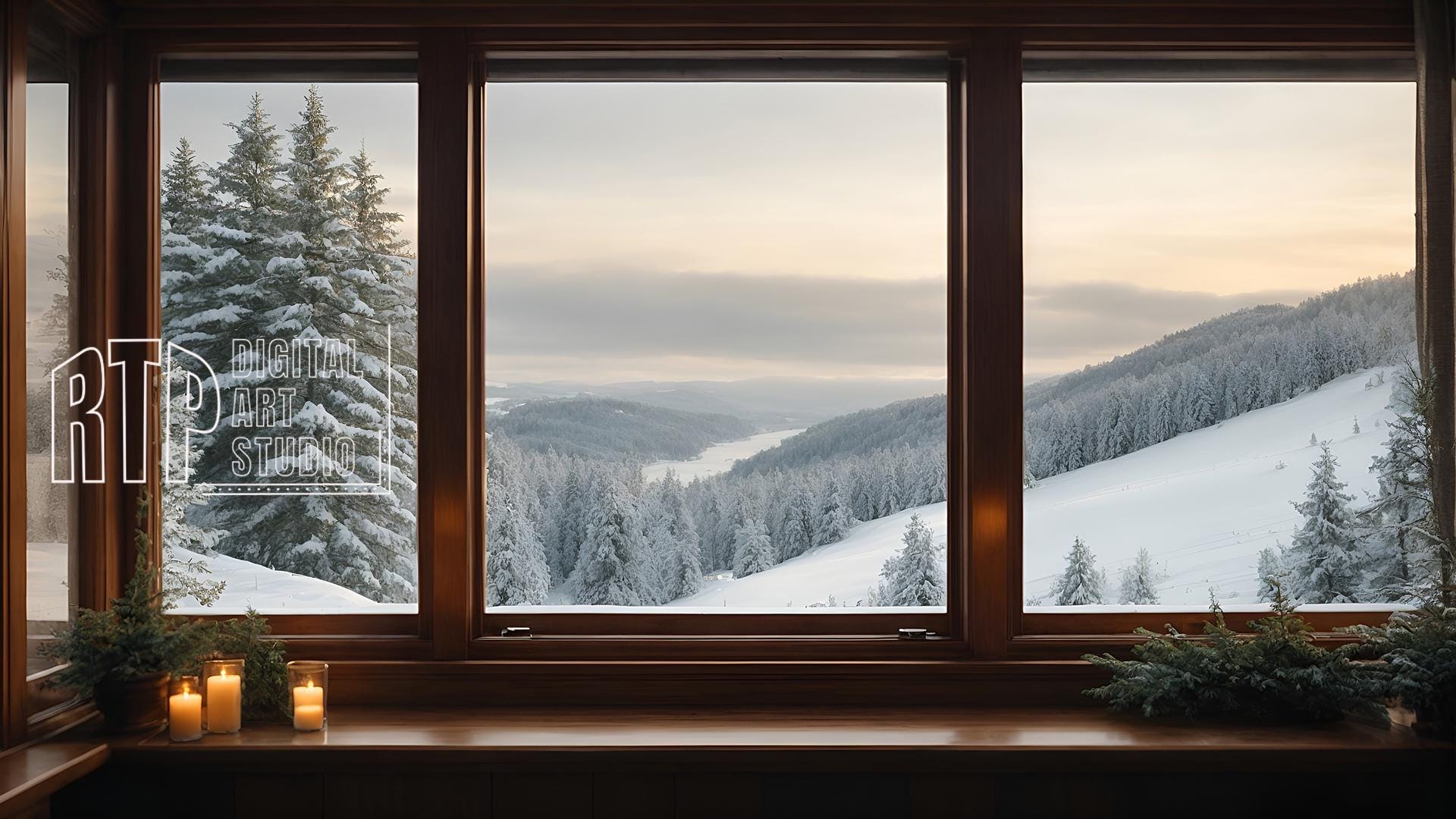 Winter Virtual Background for Zoom Meetings, Winter Window Backdrop for ...