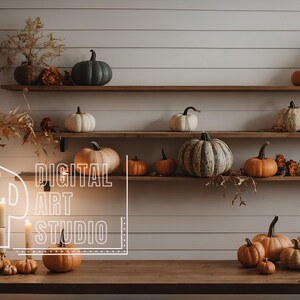 Virtual Background Autumn Bookshelf for Zoom Meeting, Fall Themed Home ...