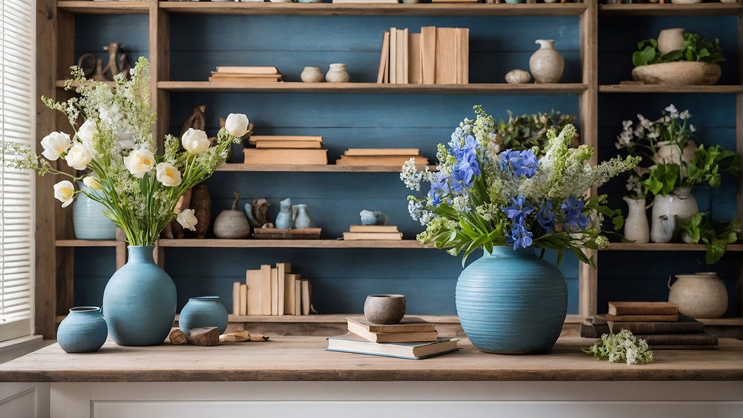 Rustic Spring Minimalist Bookshelf Background for Zoom, MS Teams, Webex ...