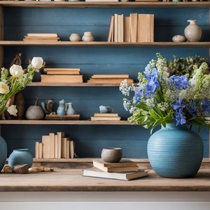 Rustic Spring Minimalist Bookshelf Background for Zoom, MS Teams, Webex ...