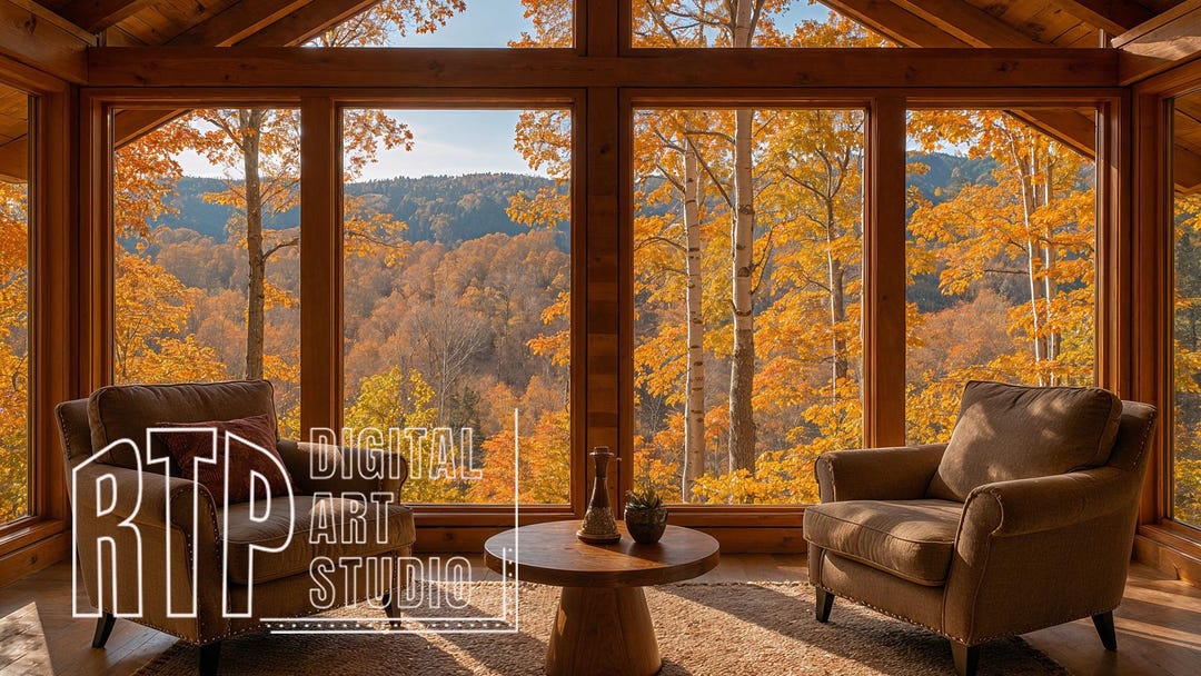 Cozy Cabin Autumn Background for Zoom Meetings, Fall Virtual Zoom ...