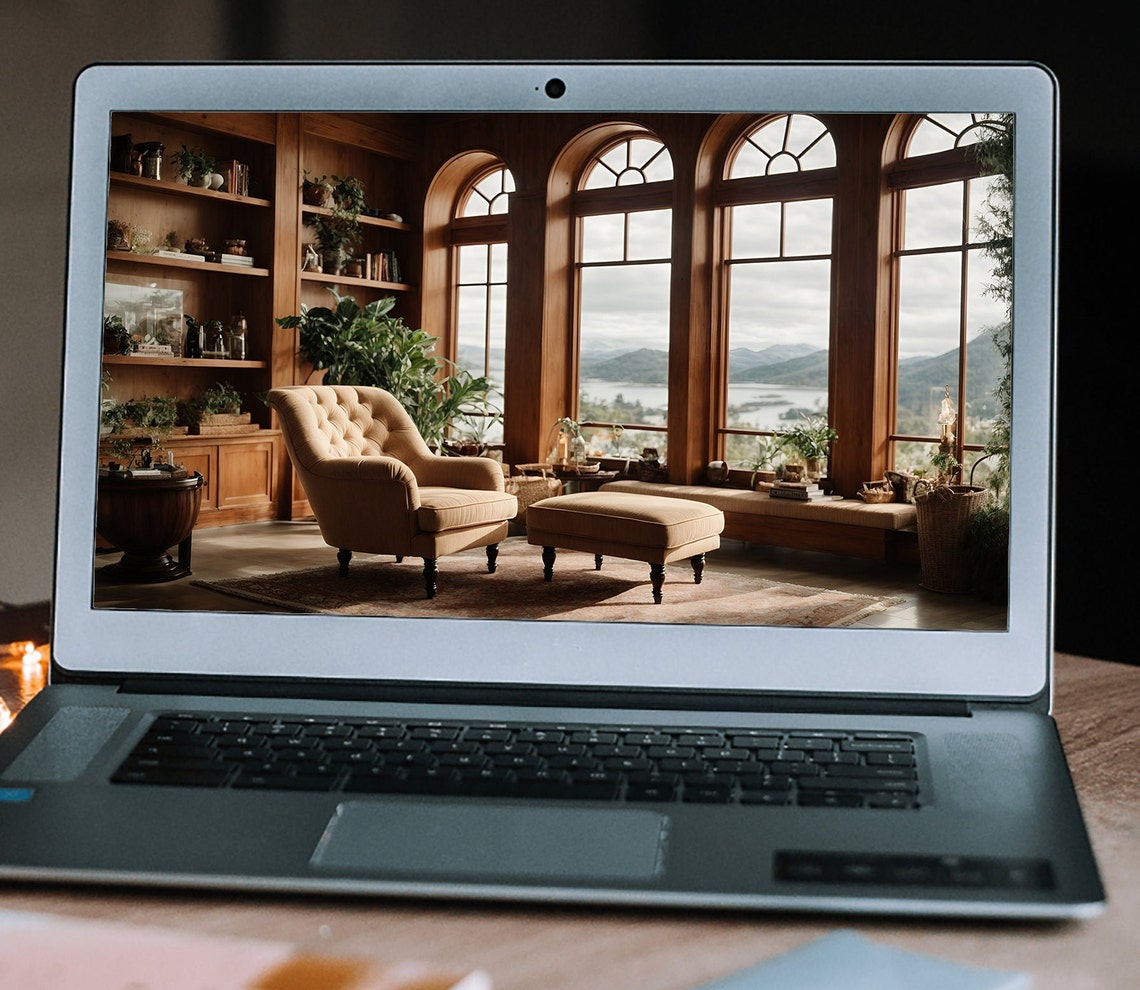 Virtual Home Office Background for Meetings, A Scenic Window Backdrop ...