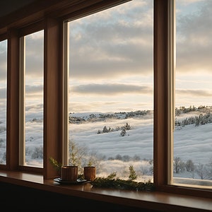 Virtual Winter Sunrise Background for Meetings, A Wintery Window ...