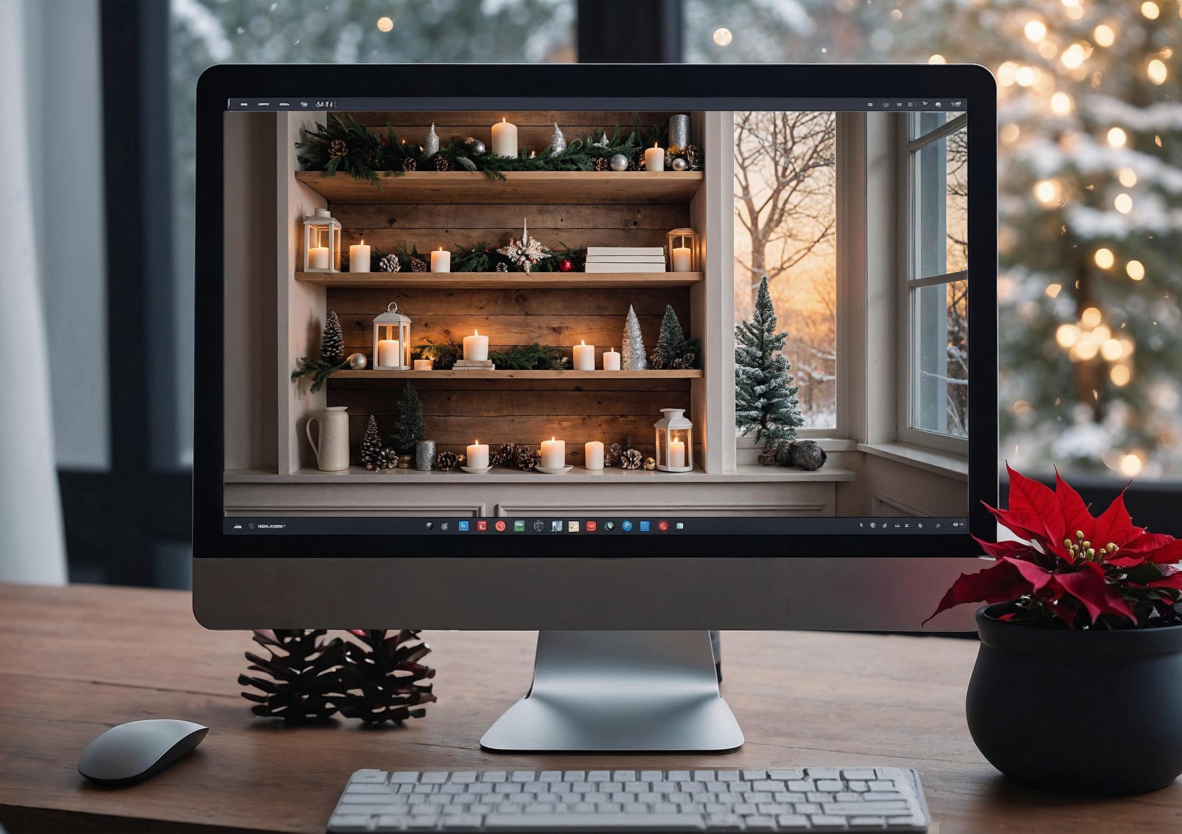 Winter Bookshelf Virtual Background Zoom Meetings, Christmas Themed ...