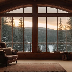 Winter Zoom Background Rustic Cabin Virtual Office for Online Meetings ...