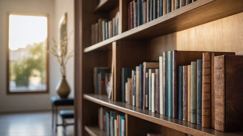 Zoom Background Summer Bookshelf and Window, Virtual Home Office ...