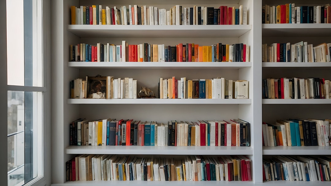 Zoom Background White Bookshelf Library and Window, Virtual Home Office ...