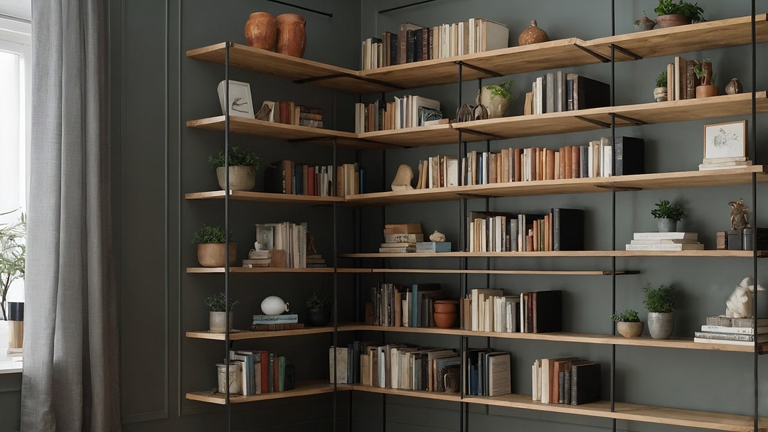 Virtual Modern Bookshelf Background for Zoom Meetings, Home Office ...