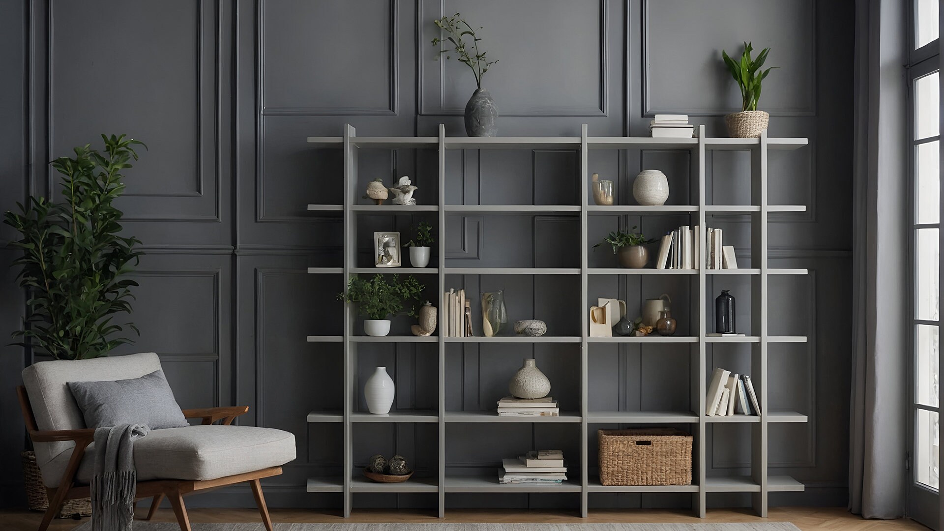 Virtual Modern Bookshelf Background for Zoom Meetings, Home Office ...