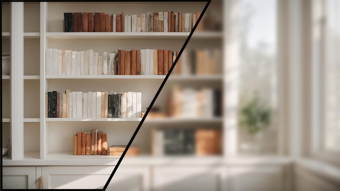 Blurred and Normal Bookshelf Background for Zoom Meetings, Two Versions ...